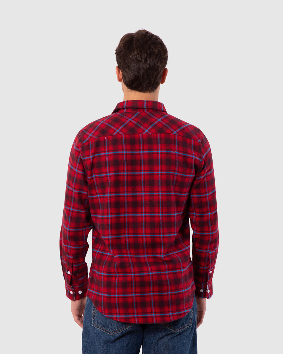 Men's Flannel Dress Shirt Red – COTTONBALL
